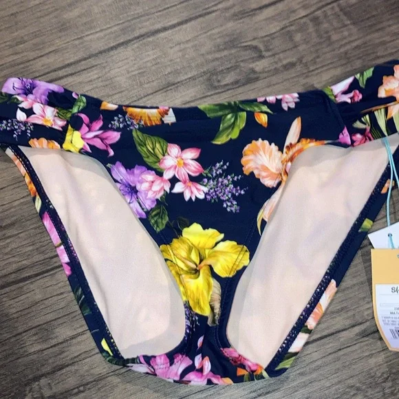 Kona Sol | Swim | Nwt Kona Sol Navy Blue Tropical Print Side Tab ...